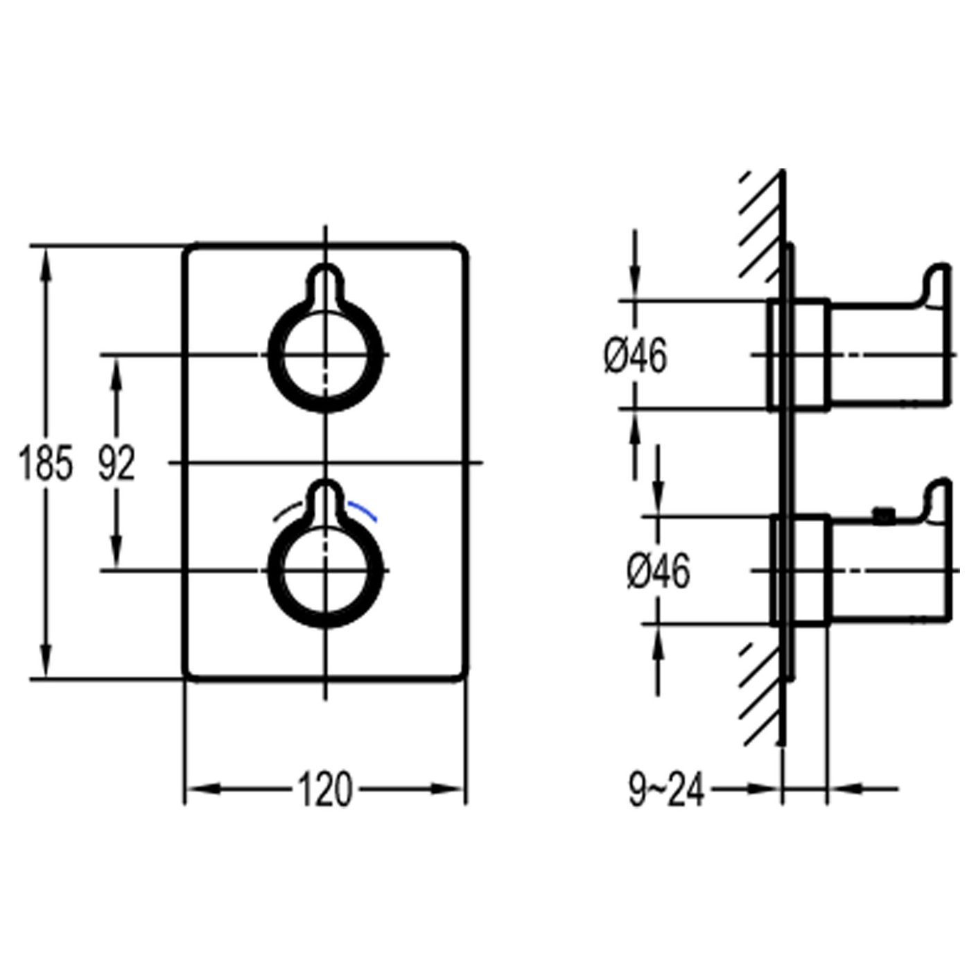 Flova Moonlight Square SmartBOX Shower Finishing Set Matt Black