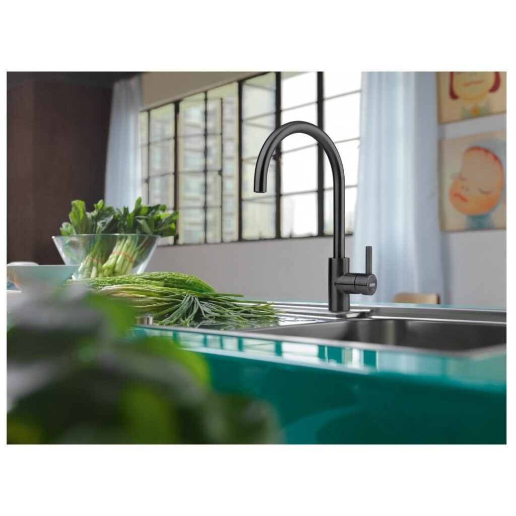 Franke Eos Neo Industrial Black Side Lever Sink Mixer Tap