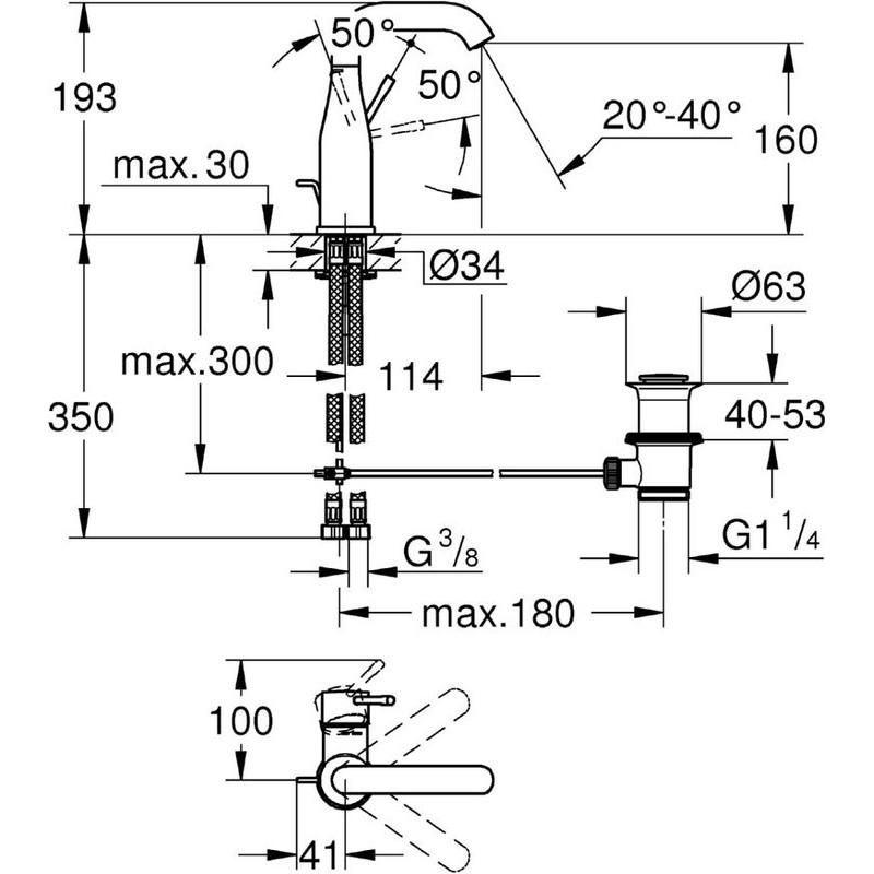 Grohe Essence Basin Mixer 1/2" M-Size 23462 Chrome 23462001