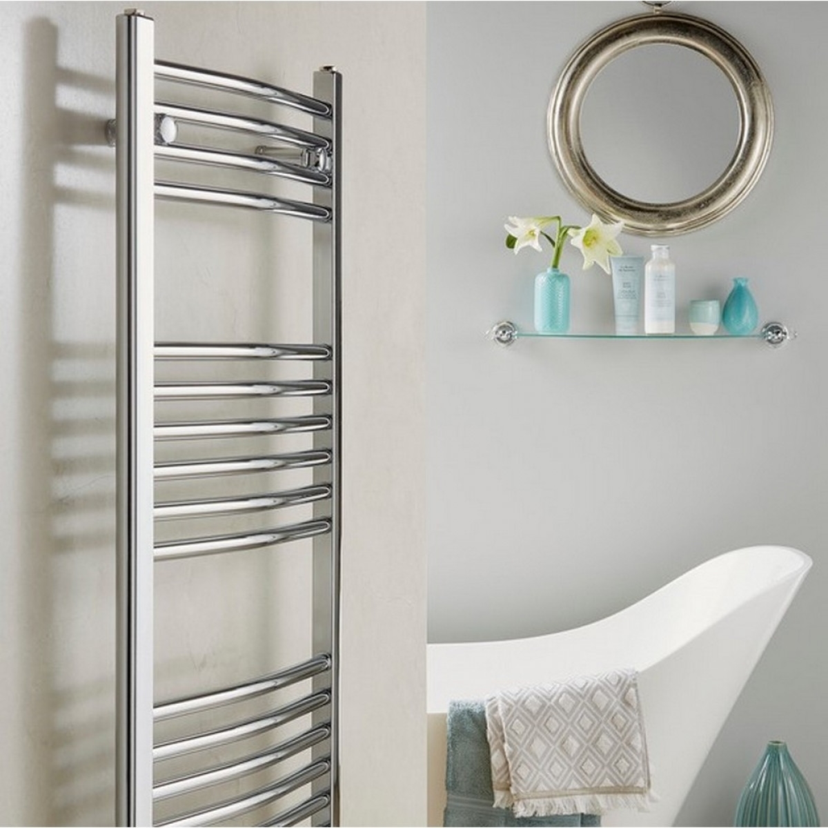 Redroom Elan Curved Chrome 800x600mm Towel Radiator