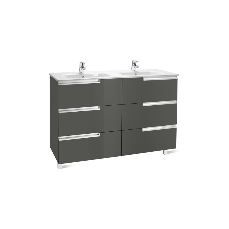 Roca Victoria-N Unik 1200mm 3 Drawer Unit & Double Basin Grey