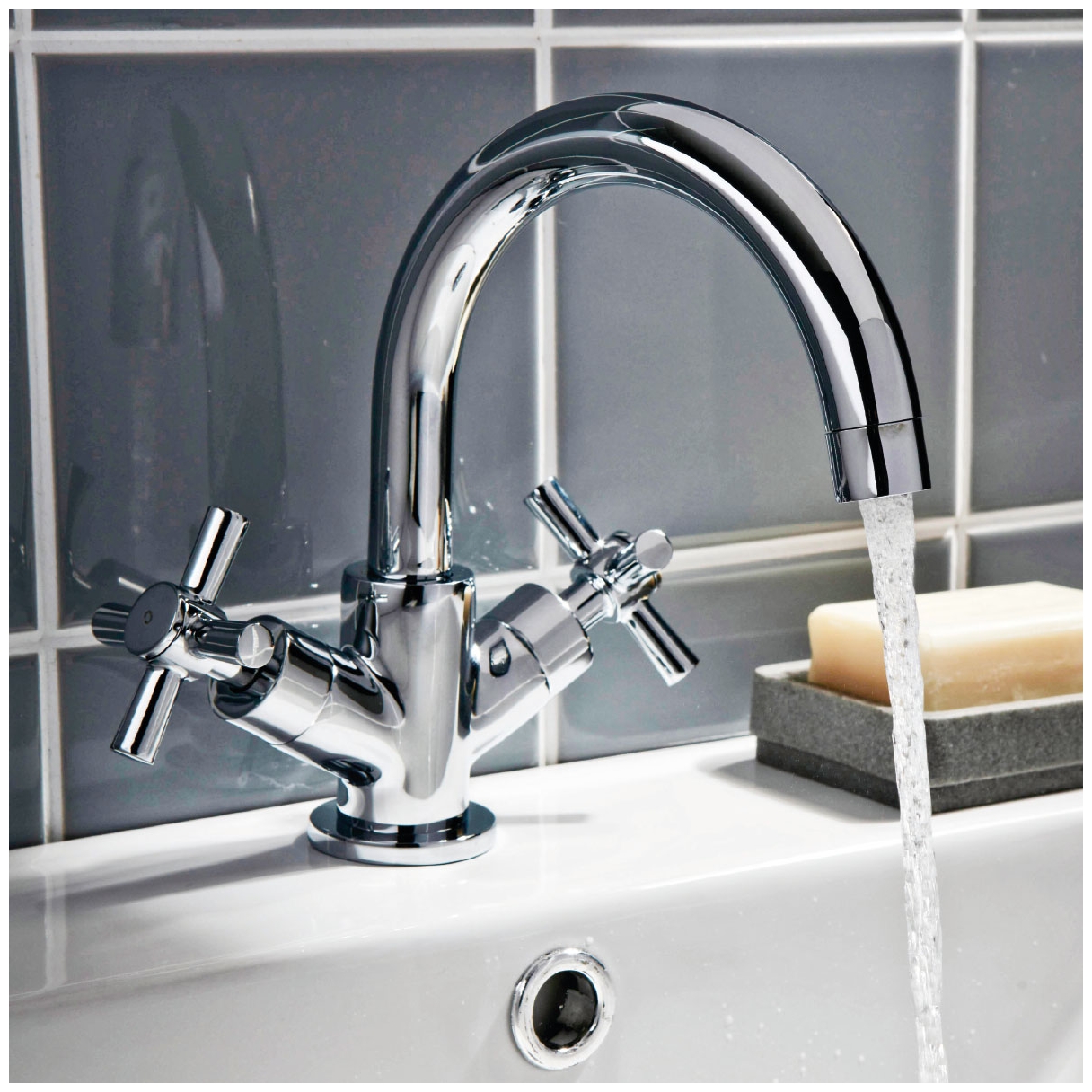 Scudo Kross Mono Basin Mixer Tap with Push Waste
