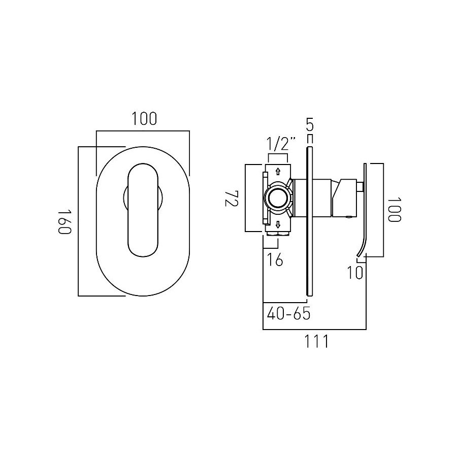 Vado Kovera Manual Shower Valve KOV-145A-C/P