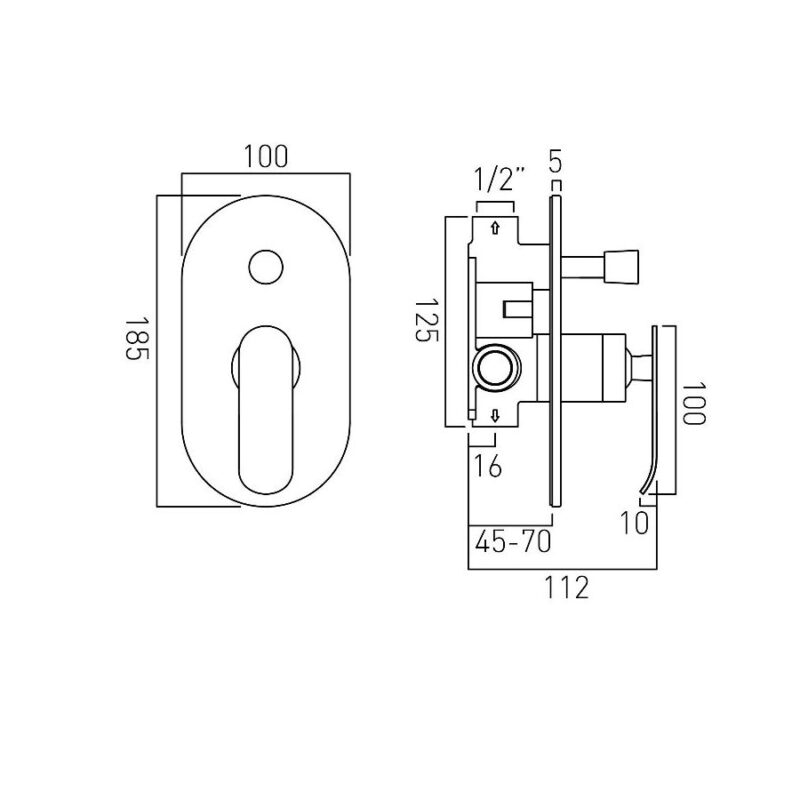 Vado Kovera Manual Shower Valve with Diverter