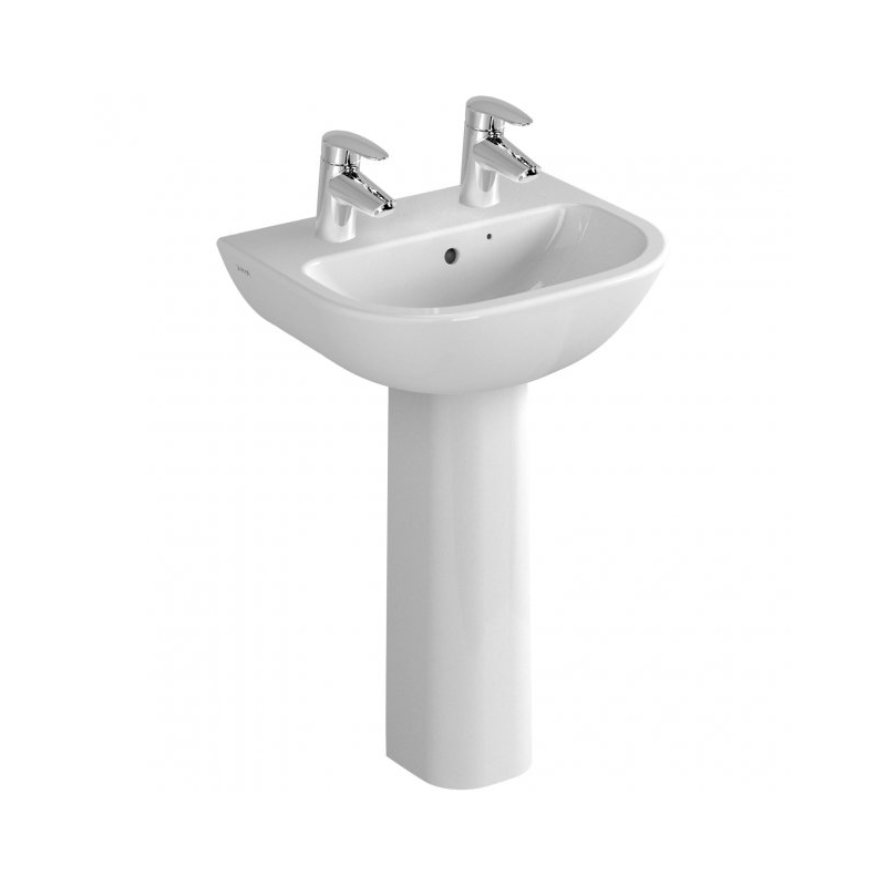 Vitra S20 500mm 2 Tap Hole Basin & Full Pedestal
